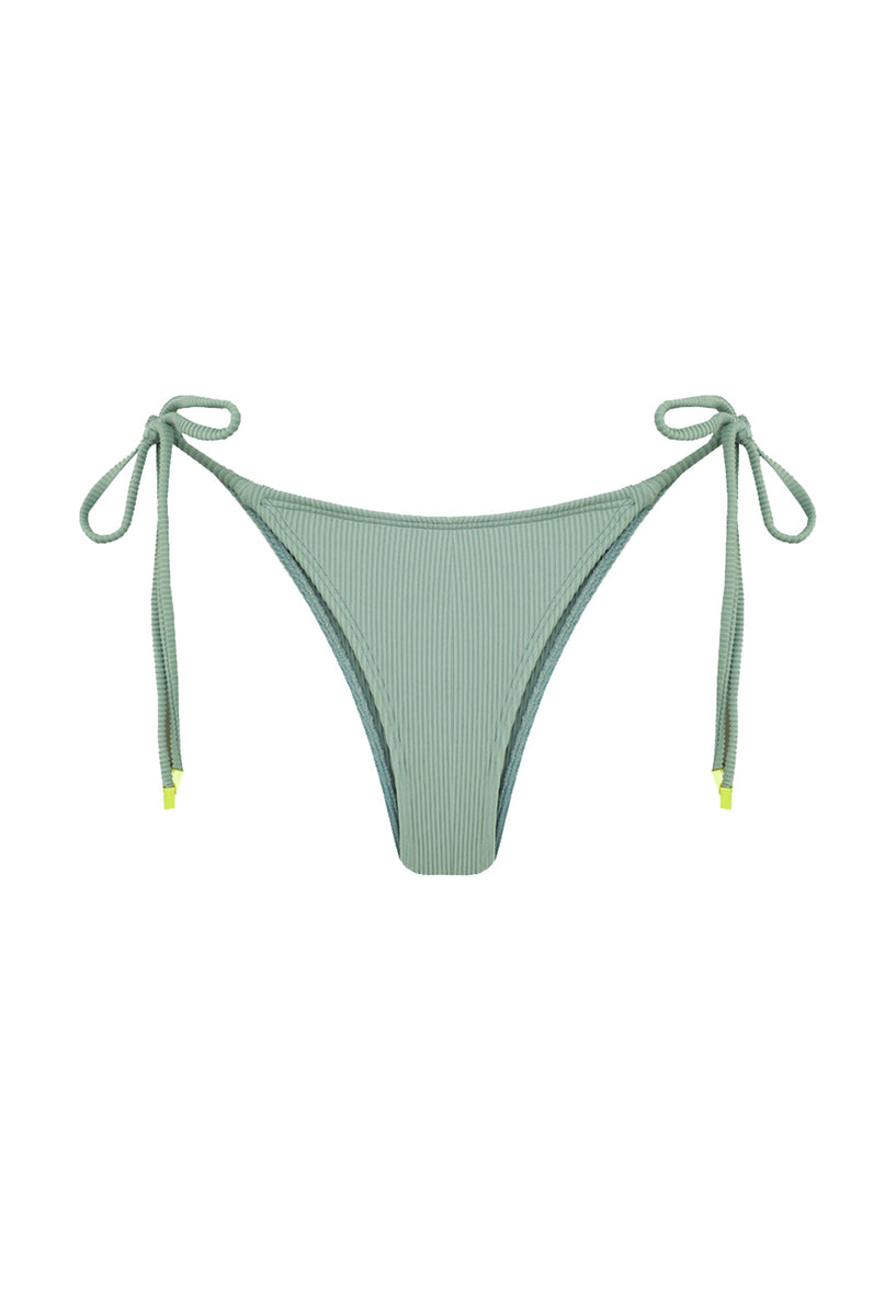 Triangle Bikini Bottom - Green Fluted Catamaran – Ostra Internacional